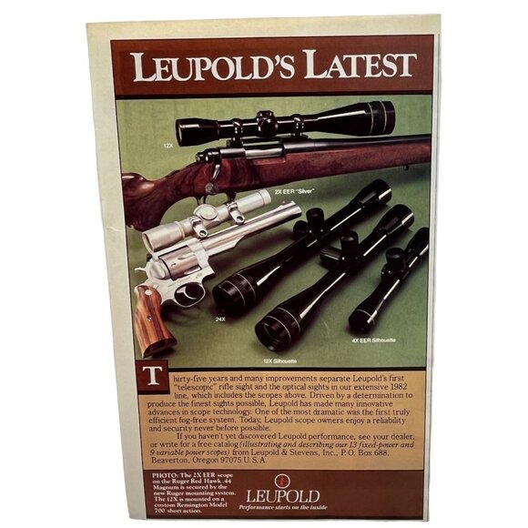 Art | Leupold Scopes Print Ad Vintage 1982 Telescopic Rifle Sight ...
